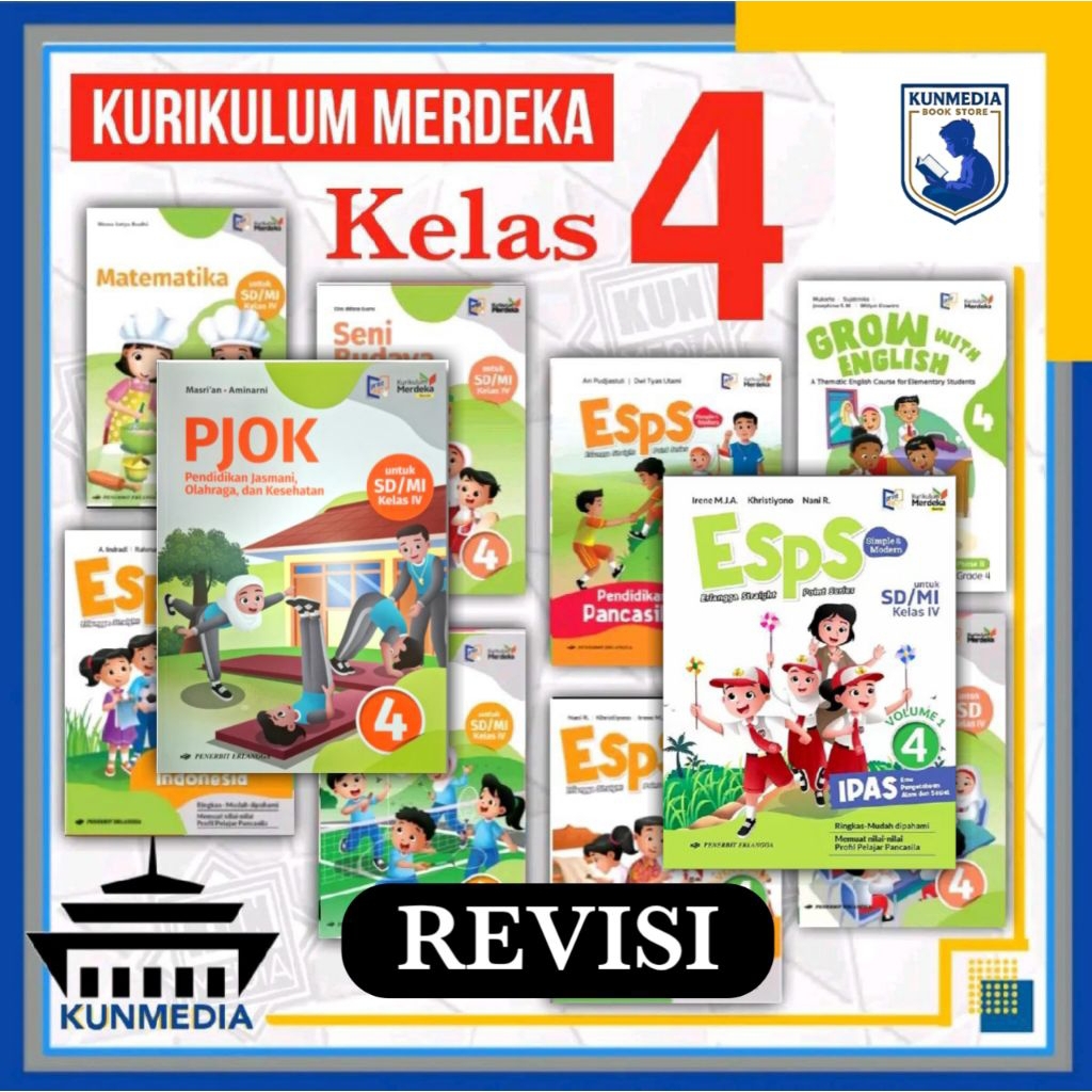 Jual ORIGINAL BUKU PAKET REVISI KELAS 4 SD KURIKULUM MERDEKA ERLANGGA VKM MATEMATIKA ESPS ...