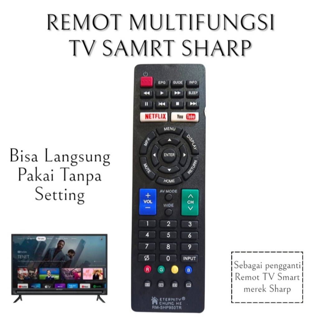 Jual Remot Multi Tv Sharp Aquos Smart , Bisa Untuk Semua Merek Samrt Tv ...