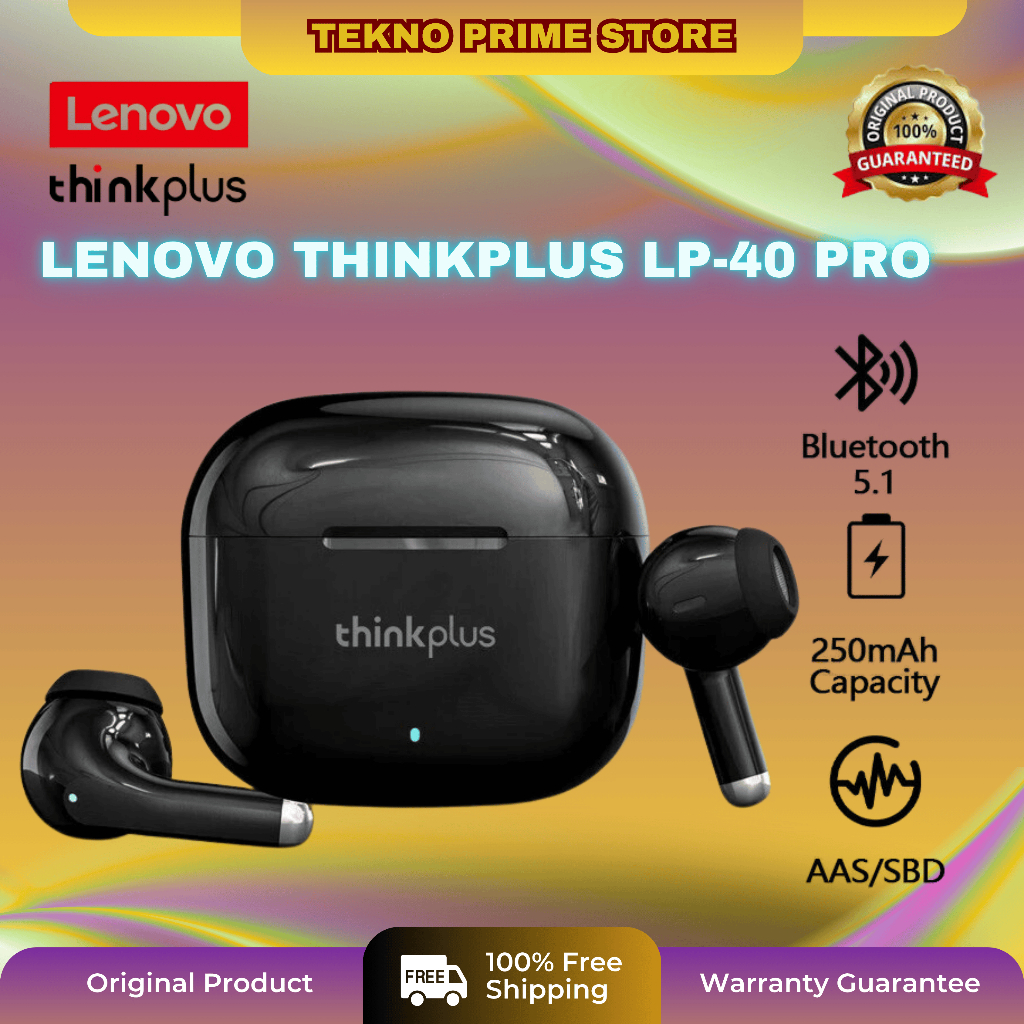 Jual Lenovo Thinkplus LP40 Pro Tws Headset Bluetooth 5.1 Wireless HD Stereo Earbuds for Android ...