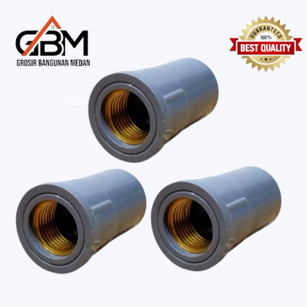 Jual Socket pvc pipa drat kuningan asli / Sambungan pipa air paralon 1/ ...