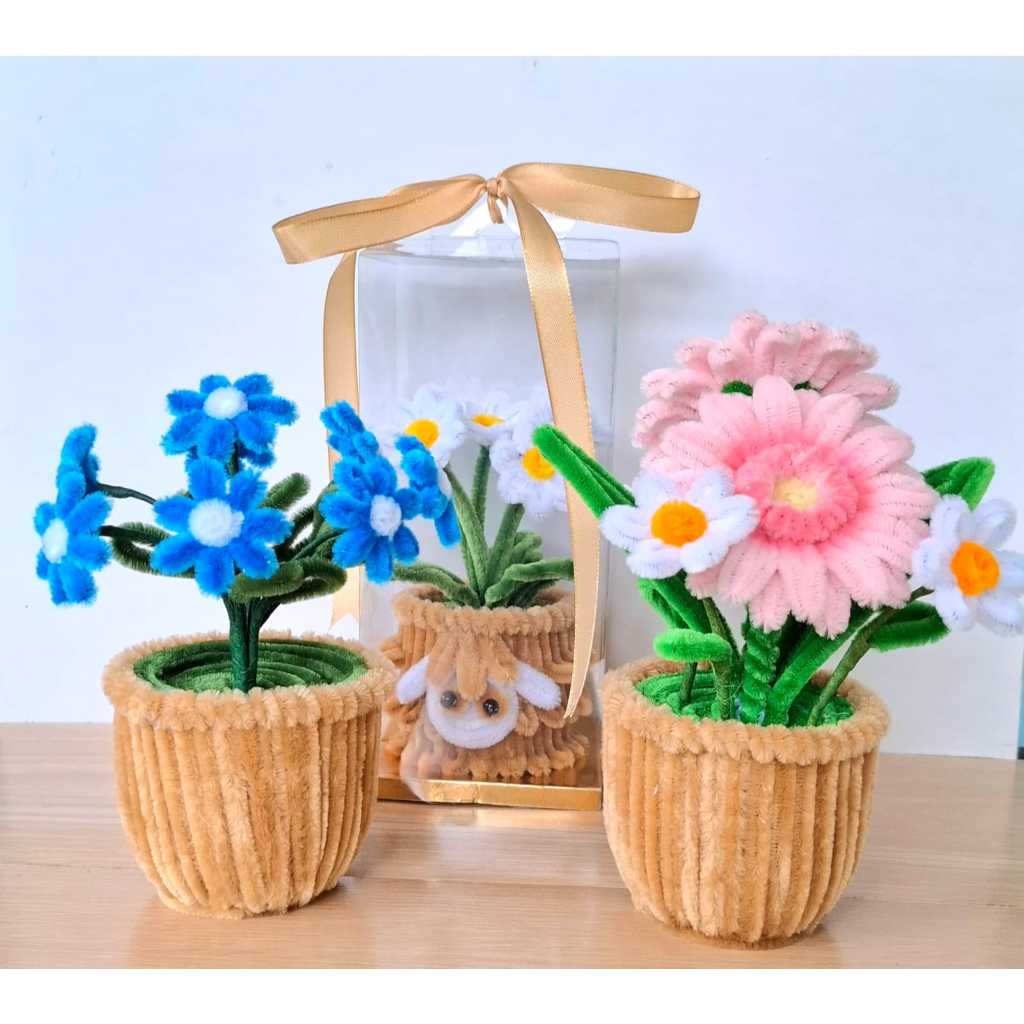 Jual Pot Bunga Kawat Bulu Pipe Cleaner Bunga Daisy | Bunga Matahari ...