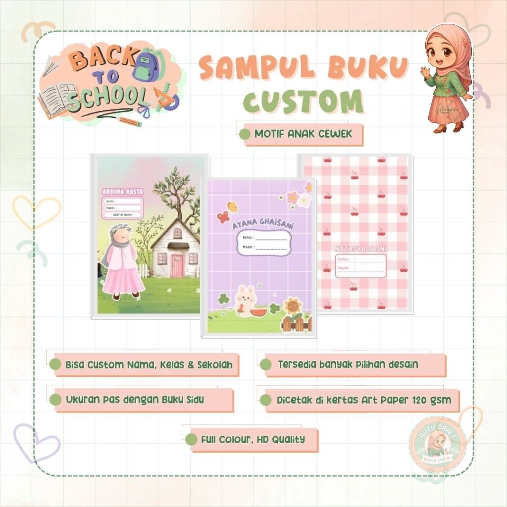 Jual SAMPUL BUKU CUSTOM/SAMPUL BUKU ANAK CEWEK CUSTOM DESIGN | Shopee ...