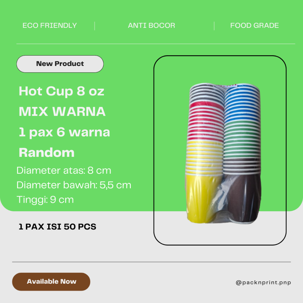 Jual Paper Hot Cup Gelas Kertas 8 oz 240 ml Mix 5 Warna isi 50 pcs | Shopee Indonesia