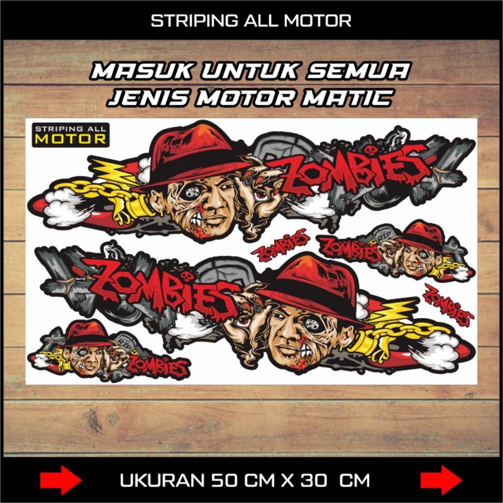Jual Sticker Striping Universal Motor Matic Motif Zombie / Decal Stiker ...