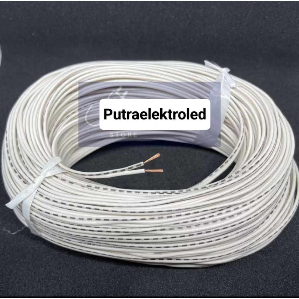Jual Kabel AWG24 Doubel 2x18 Serabut Panjang 50m Dia 0,12mm Putih Putih ...