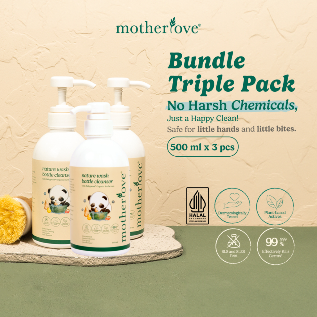 Jual TRIPLE PACK - Motherlove Nature Wash Bottle Cleanser 500 ml ...