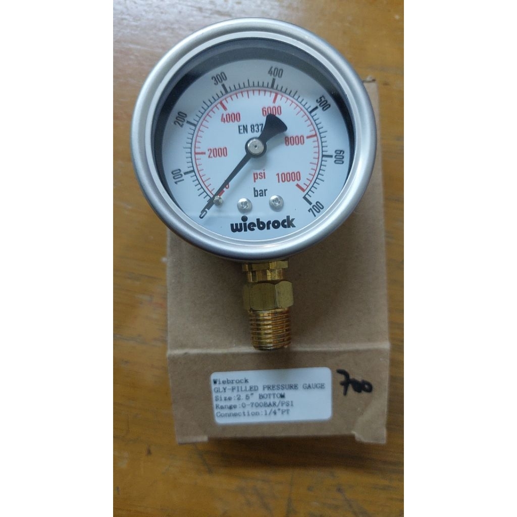 Jual pressure gauge manometer 700 bar 10000 psi 2.5" raket bottom ...