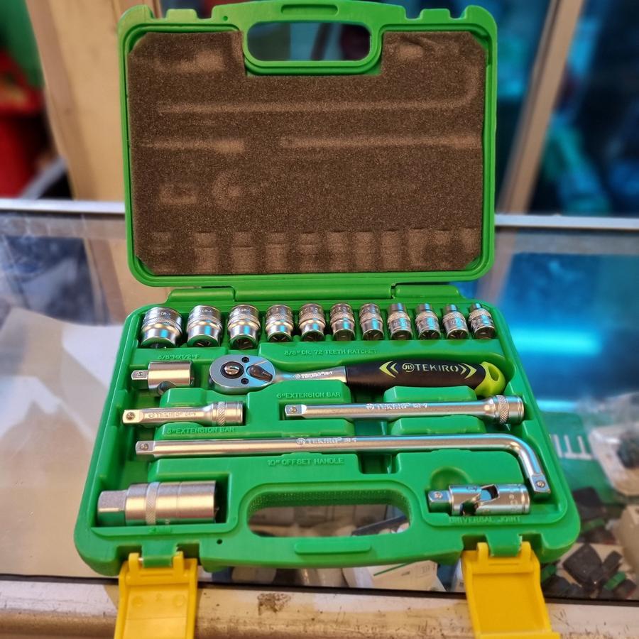 Jual TEKIRO SOCKET SET 3/8" 18PCS 6PT/12PT PLASTIK | Shopee Indonesia