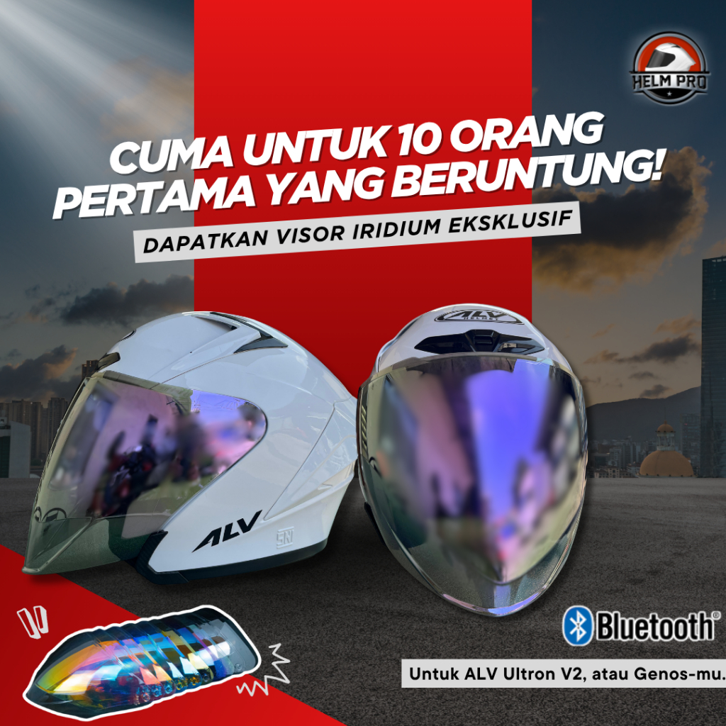 Jual HELM ALV PAKET VISOR IRIDIUM - Ultron V2, Genos | BLUETOOTH | SNI | HELMPRO | Shopee Indonesia