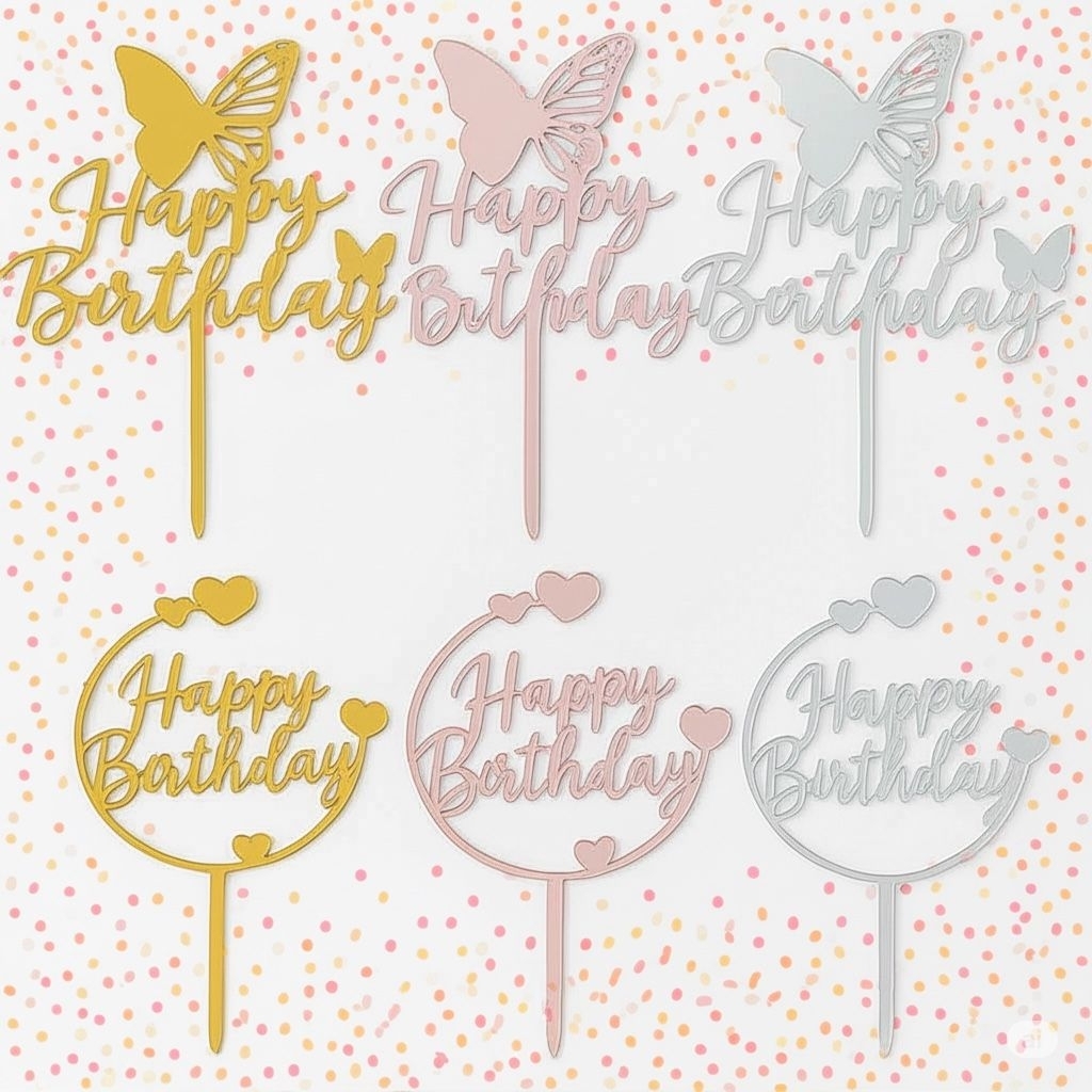 Jual TOPPER KUE CAKE BIRTHDAY KUPU-KUPU ACRYLIC ( ISI 10 PCS ) | Shopee ...