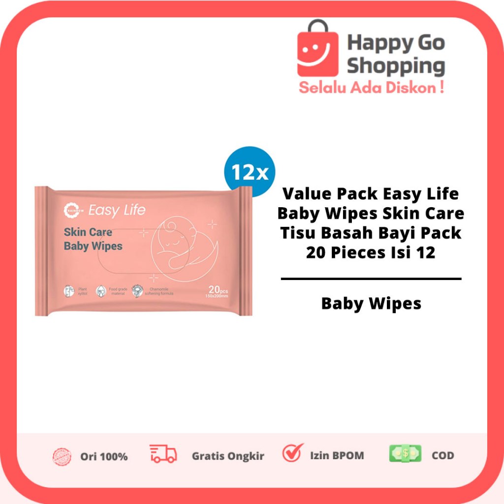 Jual Easy Life Tissue Skin Care Baby Wipes 12 Pack x 20 Sheet - Tisu ...