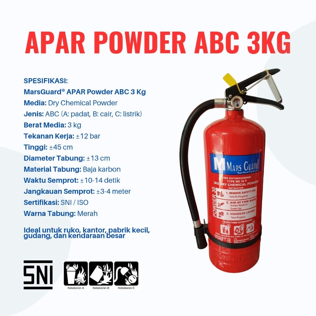 Jual APAR 3Kg Powder ABC – Alat Pemadam Api SNI untuk Rumah, Toko ...