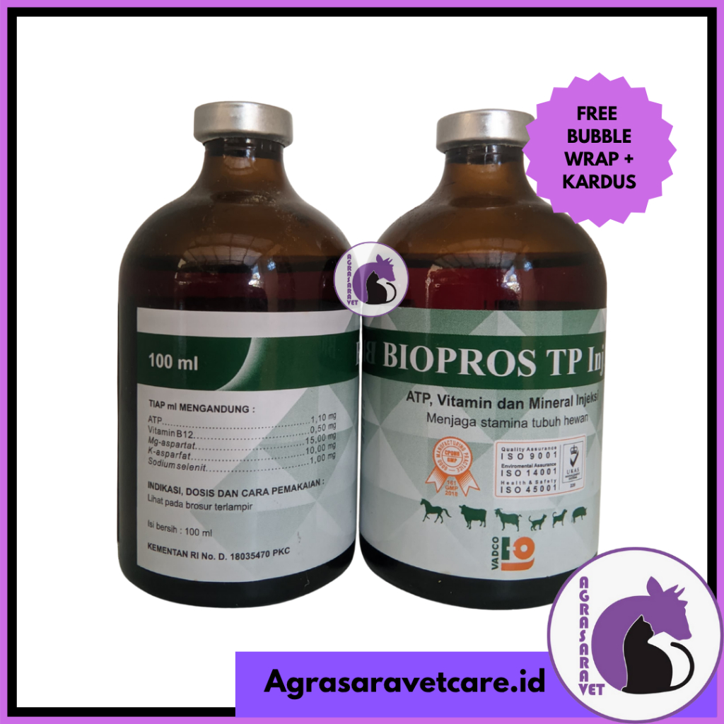 Jual BIOPROS TP INJ. 100 ml - Vitamin Mineral ATP Stamina Sapi Kambing ...