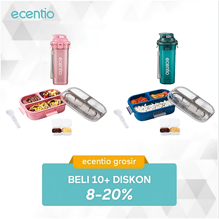 Jual 【2.0 anti tumpah】【grosir】ecentio 3 grid 1150ml tempat makan Set portable lunch box Set dark ...