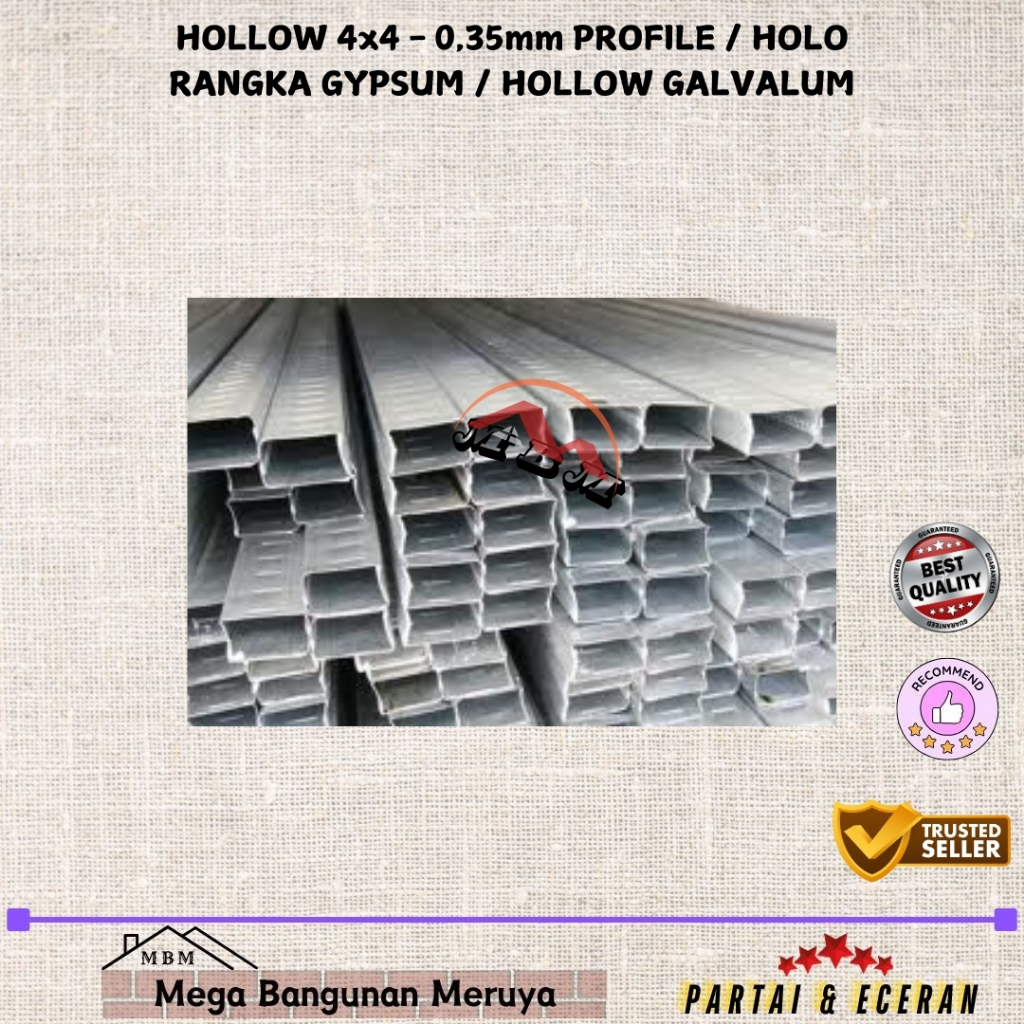 Jual HOLLOW 2x4 - 0.35mm / 4x4 - 0.35mm PROFILE HOLO RANGKA GYPSUM ...