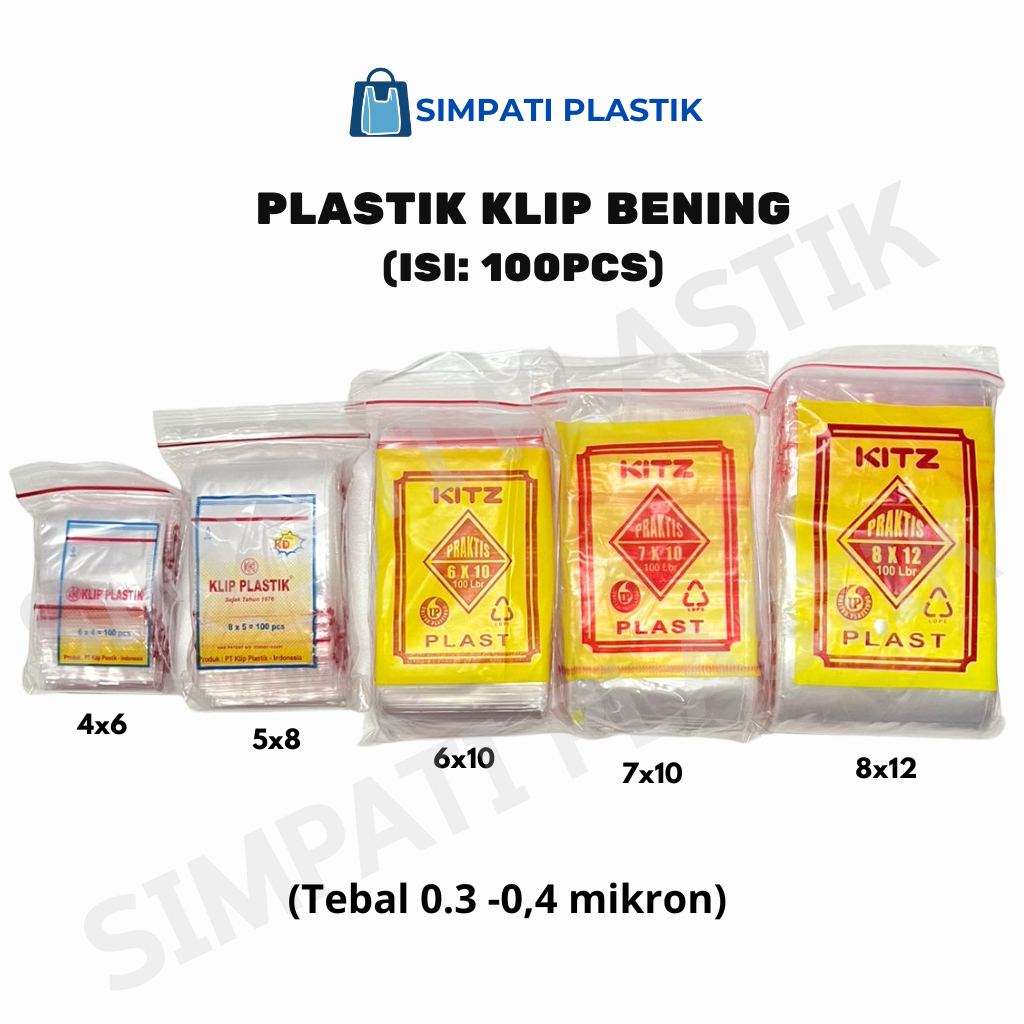 Jual (Isi 100 Lembar) Plastik Klip Ukuran 4x6, 5x8, 6x10, 7x10, 8x12 ...