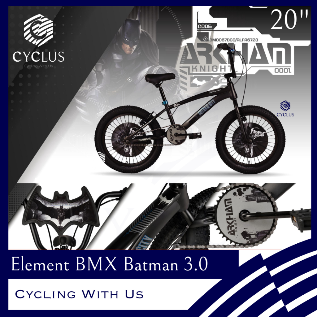 Jual Sepeda BMX Element Batman Hip Hop Arkham 3.0 20 Inch Ban Besar ...