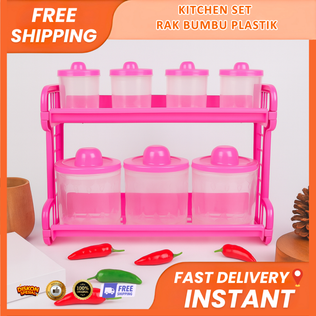 Jual Rak Bumbu Dapur 7 Tabung Transparan Rak Tempat Bumbu Kitchen Set ...