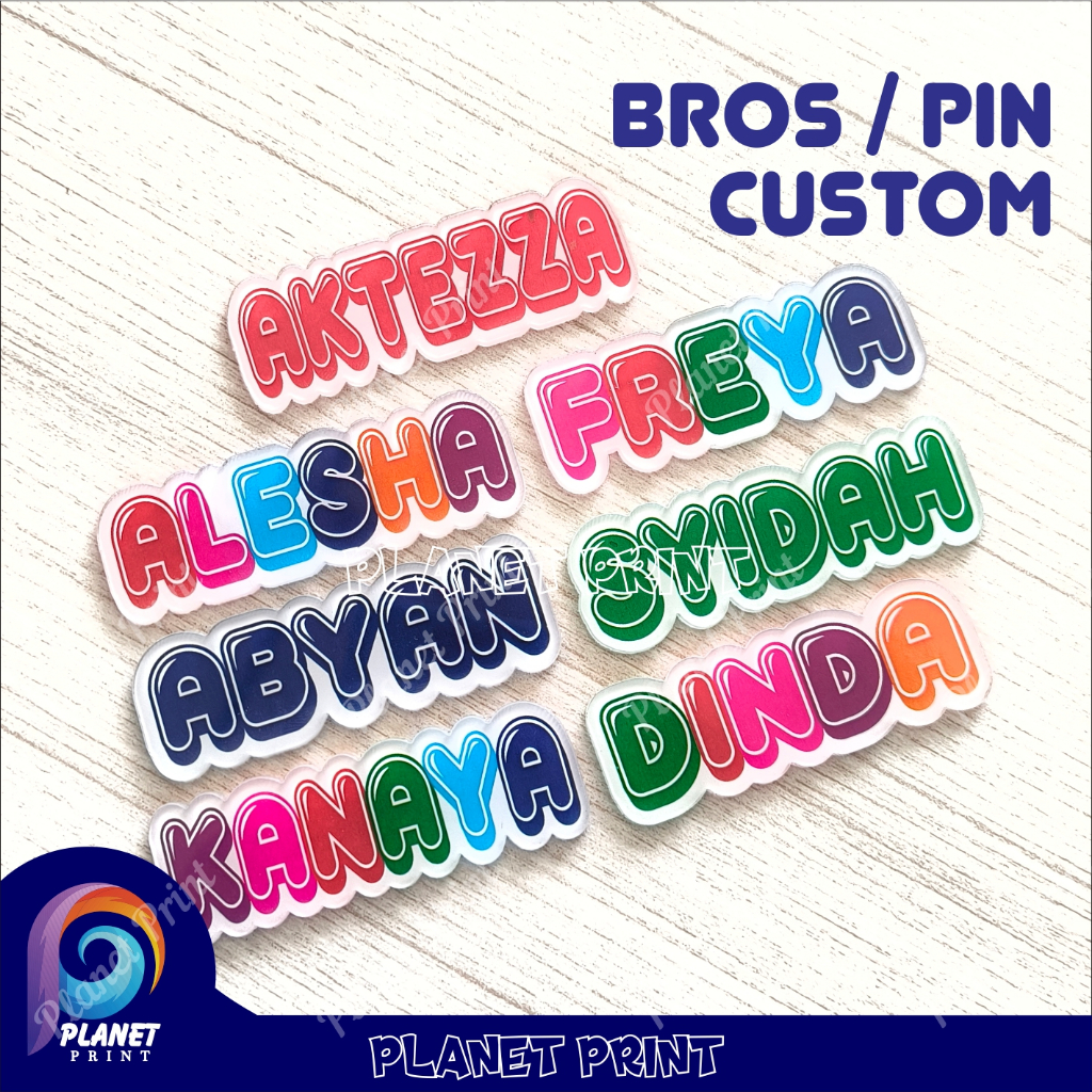 Jual BEST SELLER !!! BROS PIN Nama Name Tag Akrilik Papan Nama Warna ...