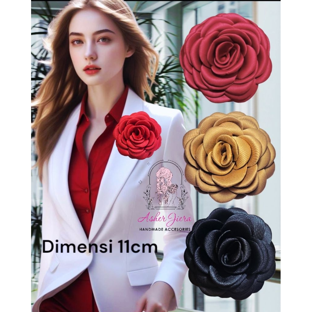 Jual Pre-Order Corsage handmade bunga satin velvet 11cm asher jiera ...
