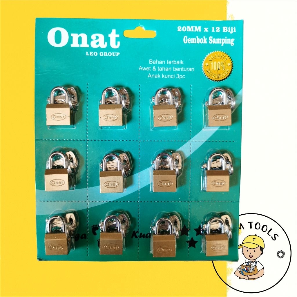 Jual Gembok Kunci Samping ONAT 20,25,30,40mm (Per Lusin 12pc) | Shopee ...