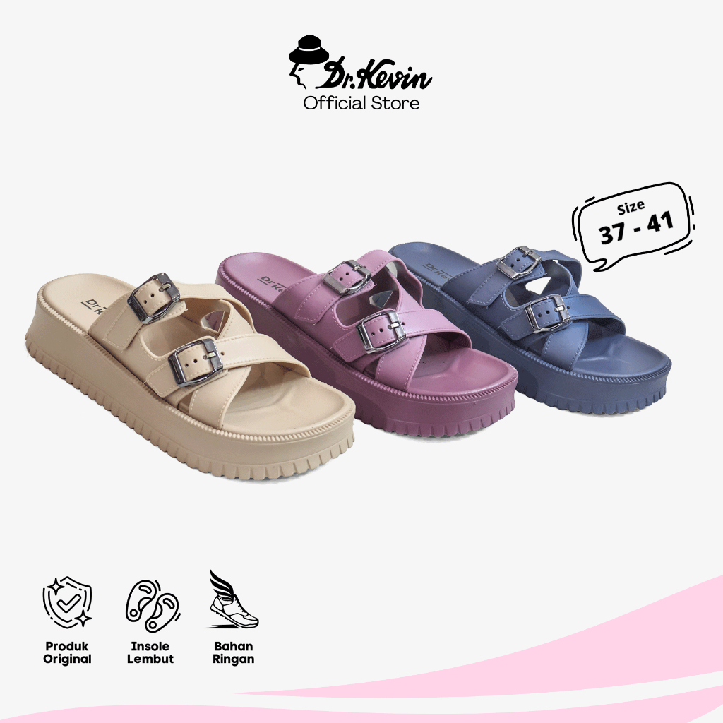 Jual Dr. Kevin Sandal Selop Wanita Hak Rata Tinggi Flat Sandals 571-136 ...