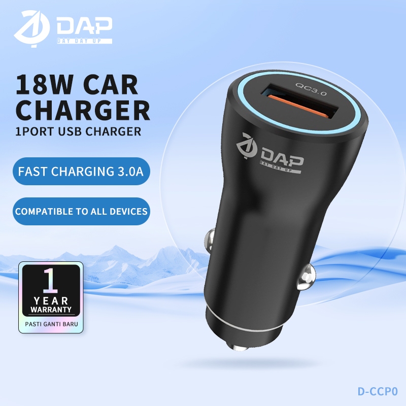 Jual DAP D-CCP0 Car Charger 18 Watt Port USB QC 3.0 Fast Charging ...