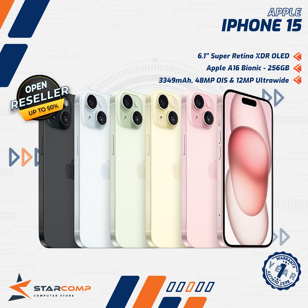Jual Apple iPhone 15 256GB 6.1" Super Retina XDR OLED Apple A16 Bionic ...