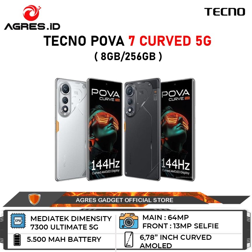Jual Tecno Pova 7 Curved 5G 8GB/256GB Garansi Resmi Tecno Indonesia ...