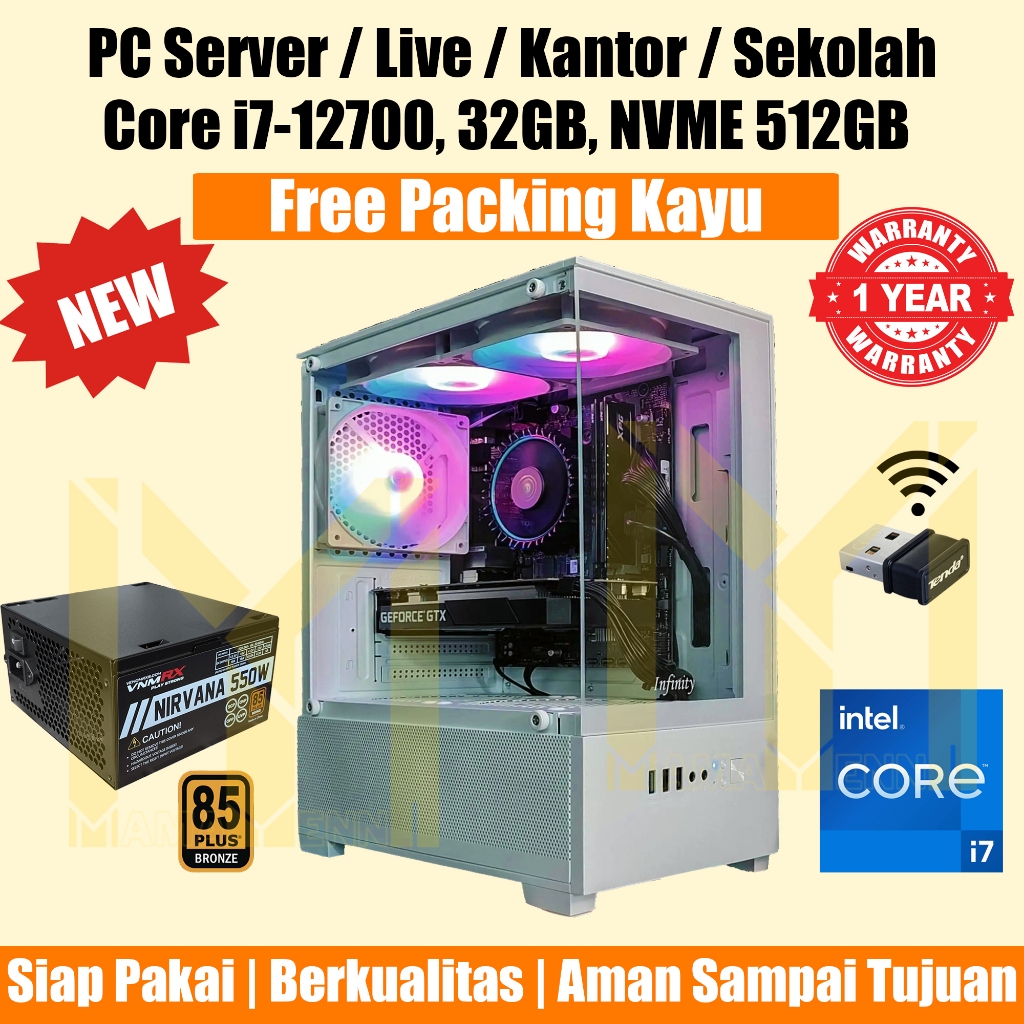 Jual PC Server Core i7 12700 32GB NVMe 512GB PSU 80+ /Komputer/CPU Gen 12 Live/Kantor/Sekolah i7 ...