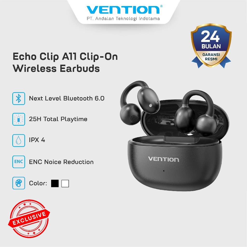 Jual Vention Echo Clip A11 Clip On Open Ear TWS ENC True Wireless ...