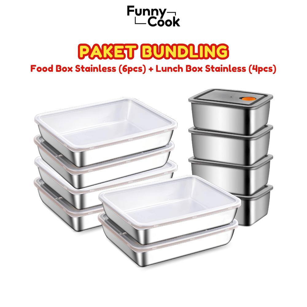 Jual [BUY 6 FREE 4 LUNCH BOX] FUNNYCOOK Food Container Wadah Sayur ...