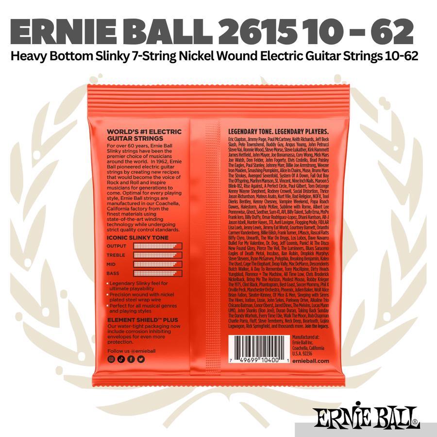 Jual Ernie Ball 2615 10-62 Skinny Top / Heavy Bottom Slinky 7-String ...
