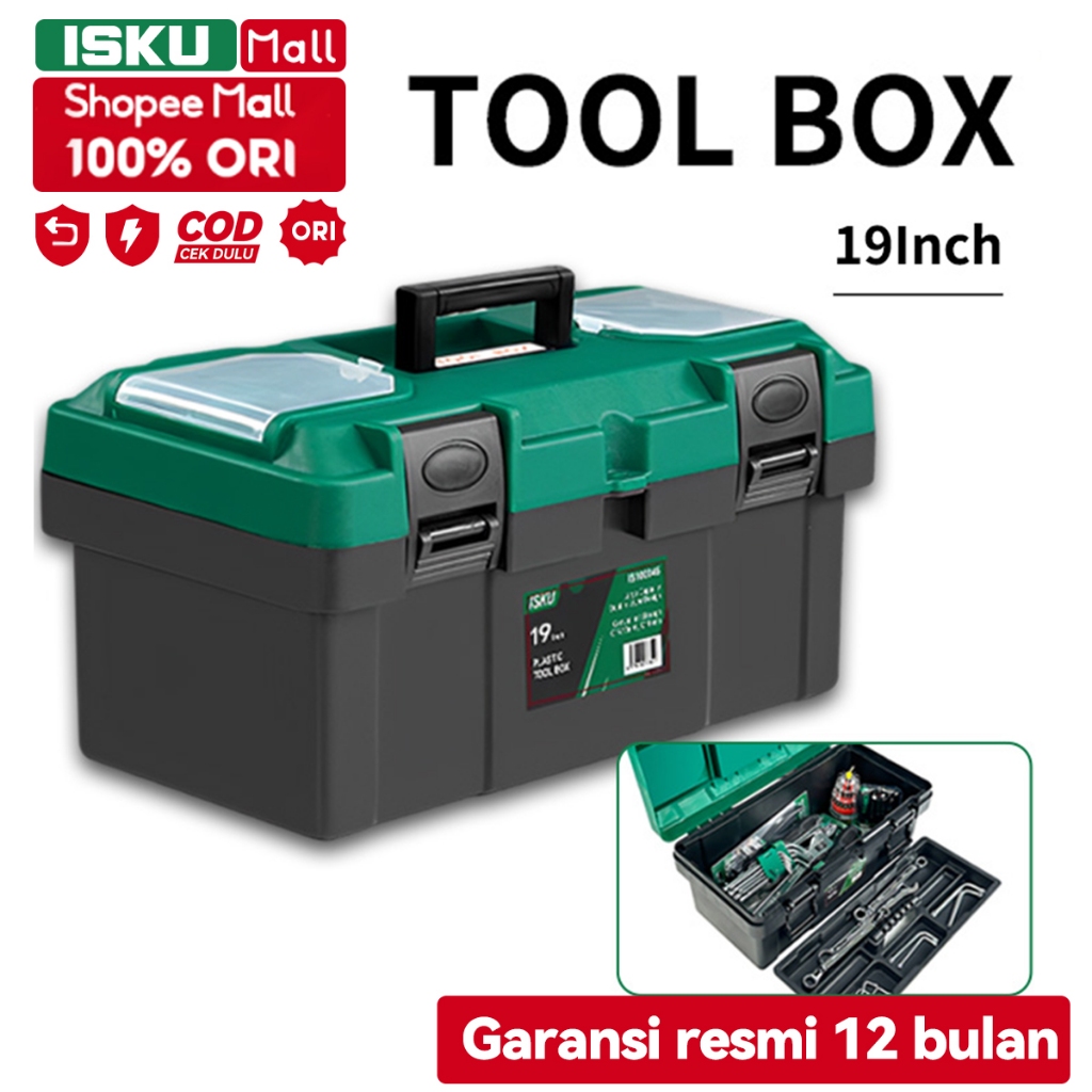 Jual ISKU Toolbox 19inch Kotak perkakas Bahan Plastik PPTebal Tool box ...
