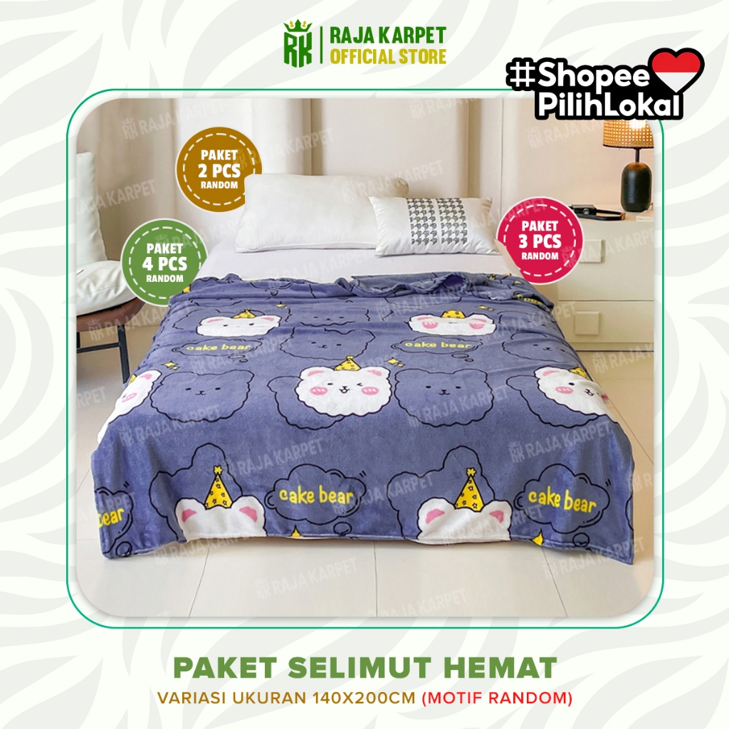 Jual RAJA - Selimut Bulu Halus 475 Gram Motif Lucu Aesthetic Selimut ...