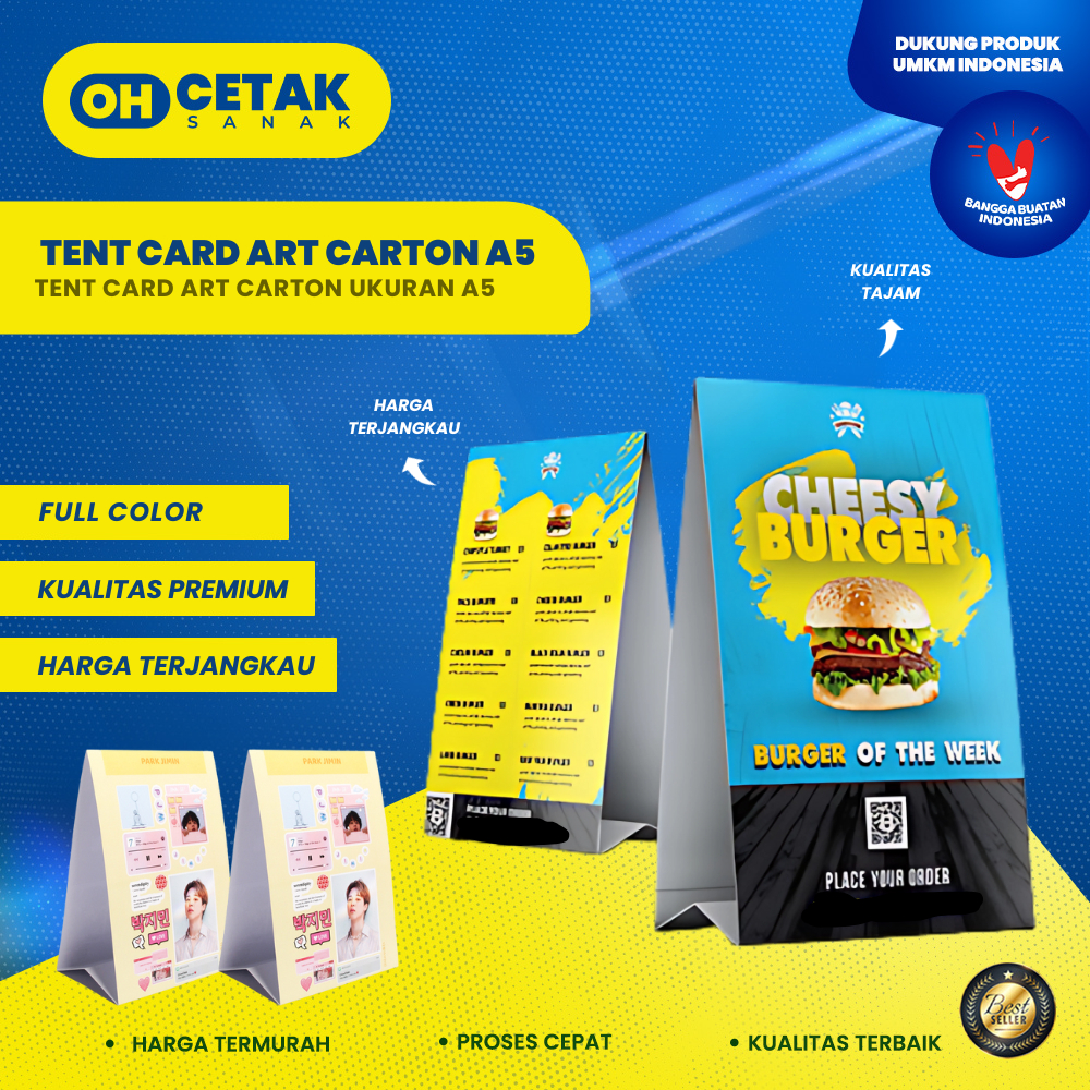 Jual Tent Card Custom / Cetak Menu Meja / Print Standing Display Art ...