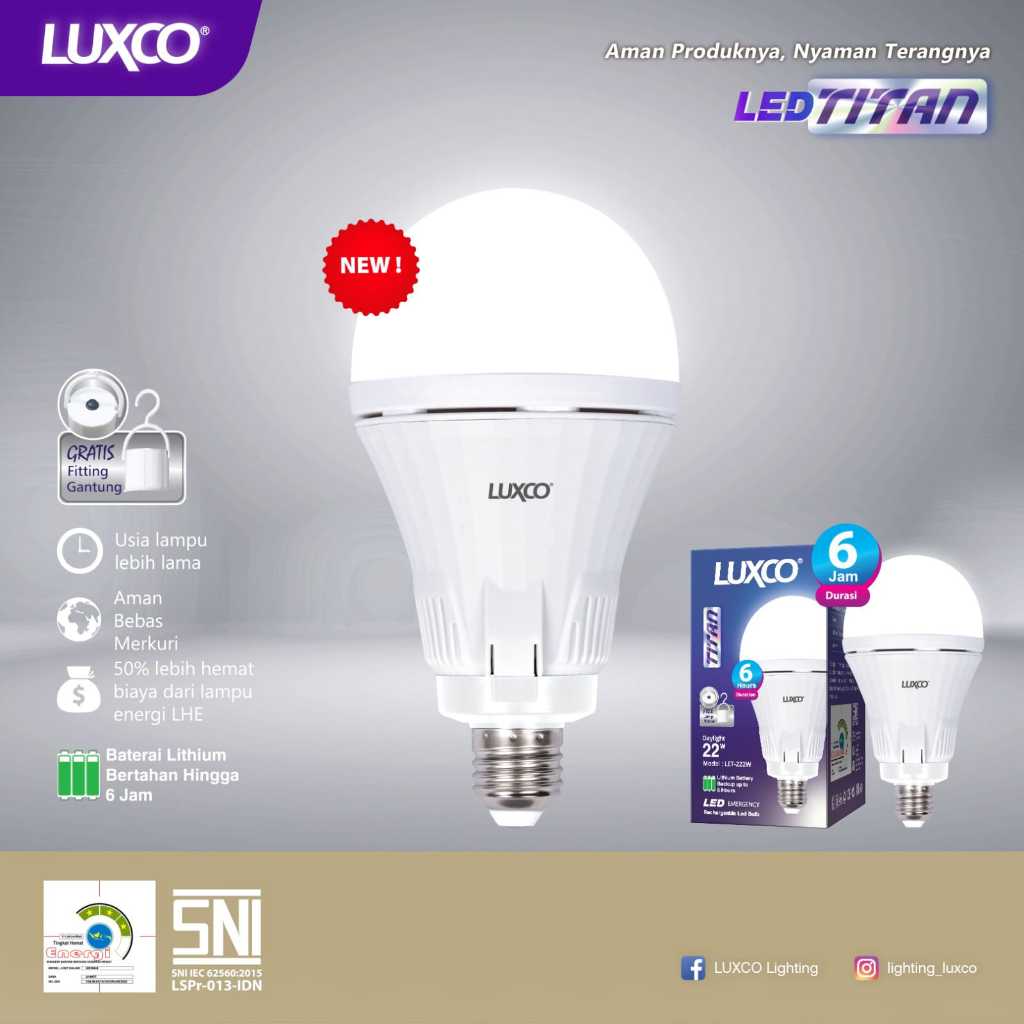 Jual LAMPU CAS LAMPU EMERGENCY LED LUXCO TITAN 22W LET-222W ( 3 batrei ) | Shopee Indonesia
