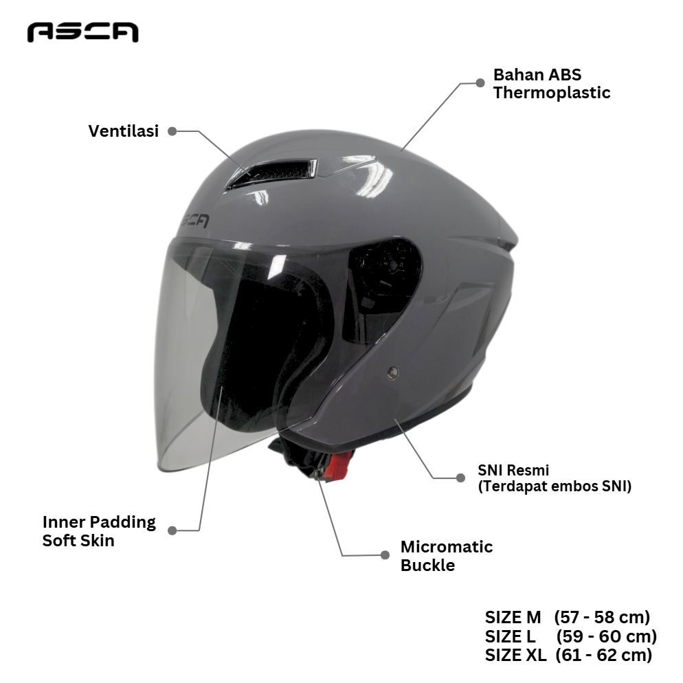Jual ASCA X5 Half Face Helmet SNI | Shopee Indonesia