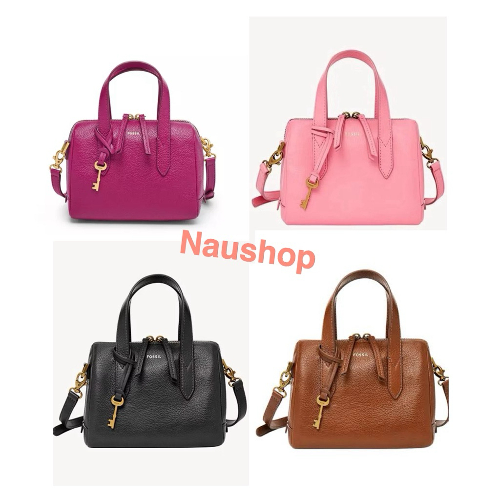 Jual F ossil FSL Mini Sydney satchel Brown Black Ecru Stripe Multi ...