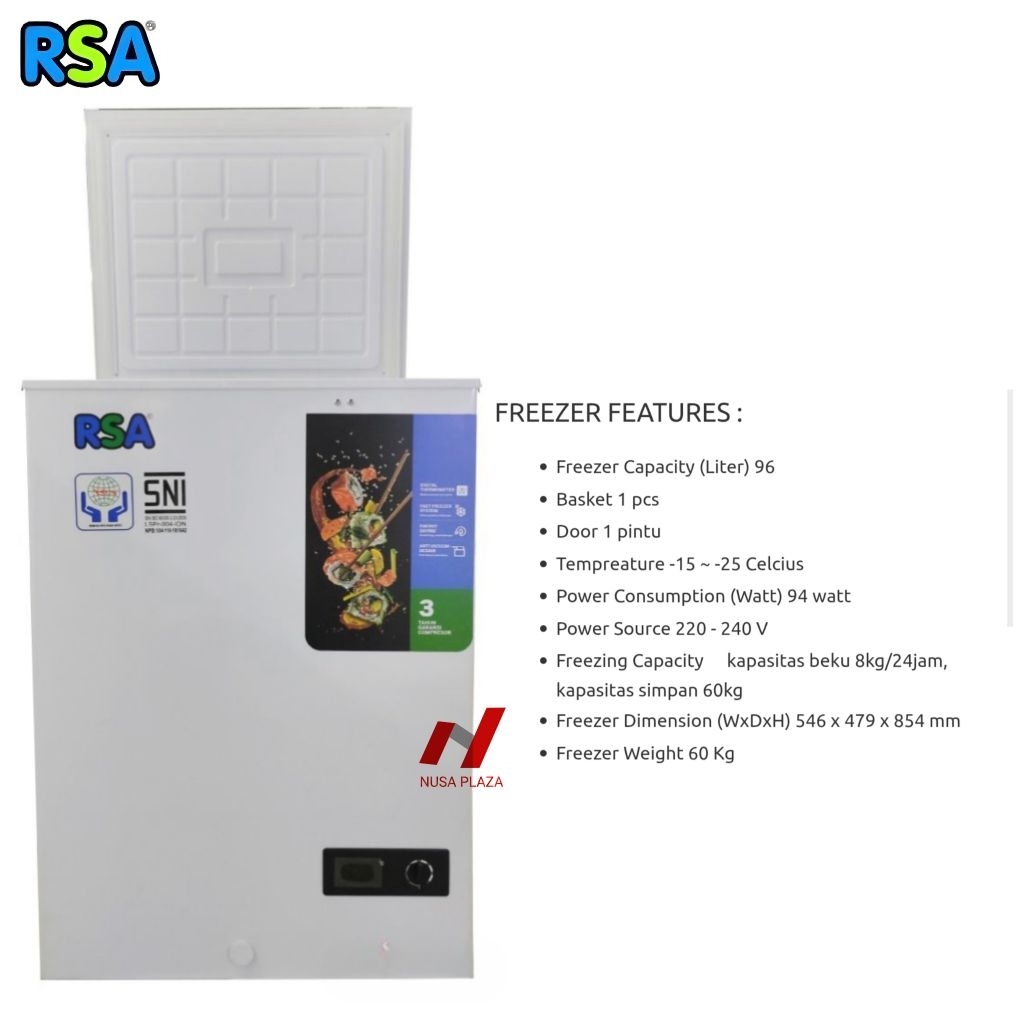Jual CHEST FREEZER RSA CF-110 (100 Liter) | Shopee Indonesia