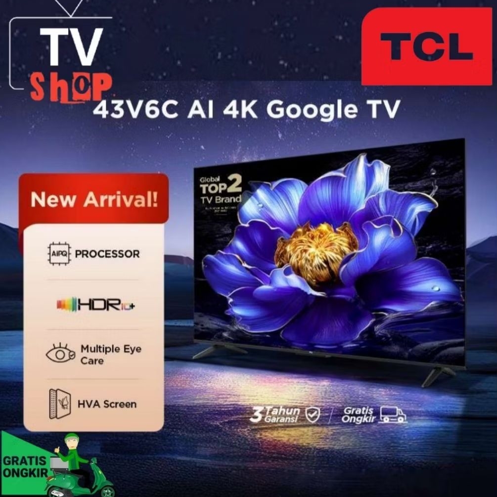Jual TCL 43 INCH AIPQ 4K V6C GOOGLE TV 43V6C | Shopee Indonesia