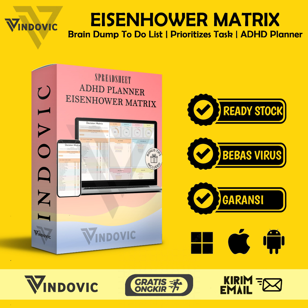 Jual [T0120] EISENHOWER MATRIX ADHD PLANNER DECISION MATRIX Task ...