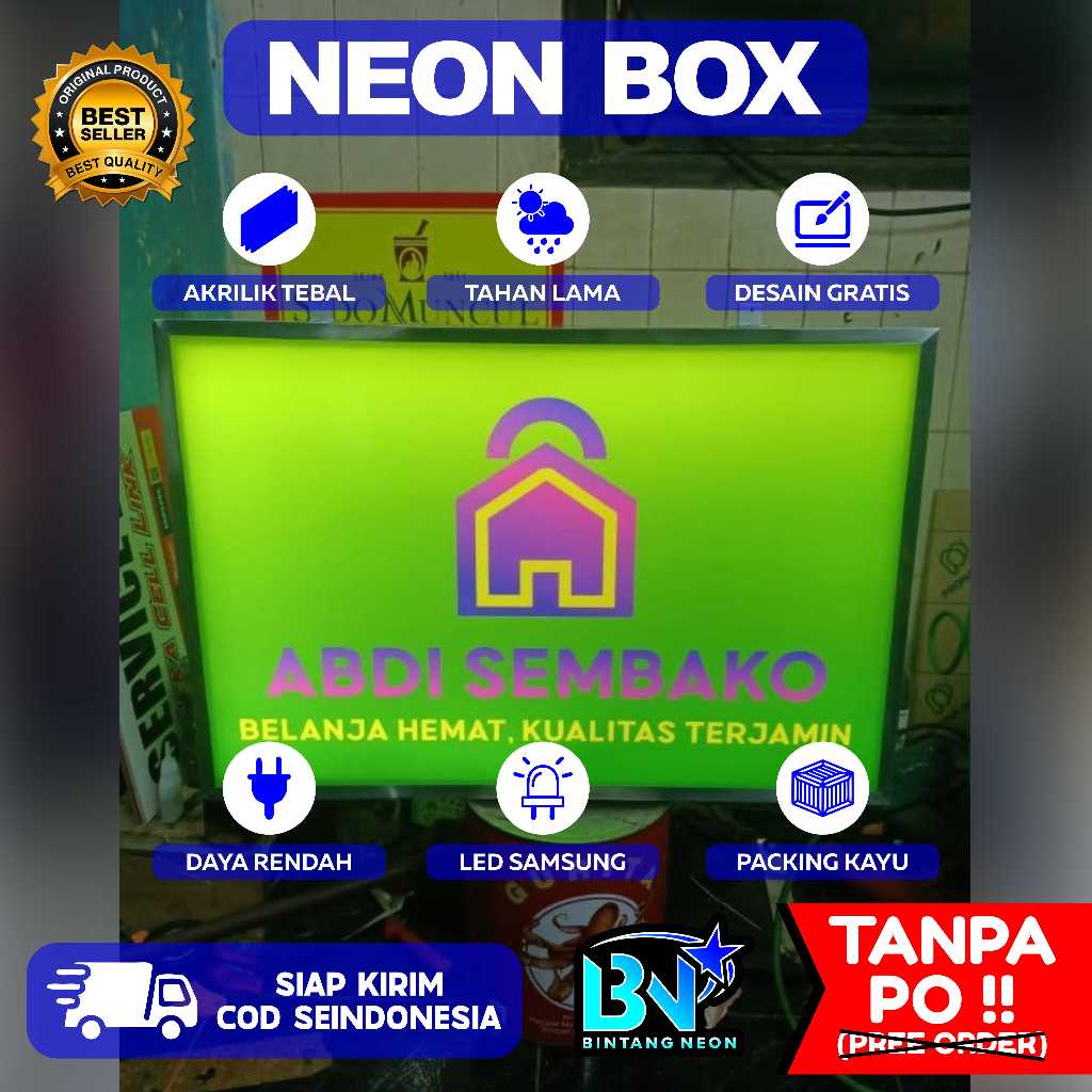 Jual NEON BOX UKURAN 60X60 - NEON BOX 2 SISI - NEON BOX CUSTOM - NEOK BOX KOTAK | Shopee Indonesia