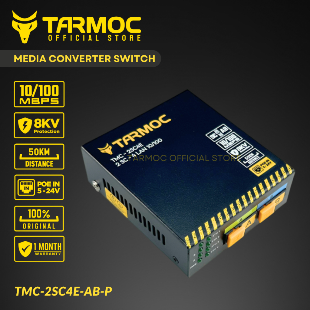 Jual Tarmoc TMC-2SC4E-AB-P | Media Converter Switch 2 FO 4 LAN 10/100Mbps POE IN 5-24V | Shopee ...