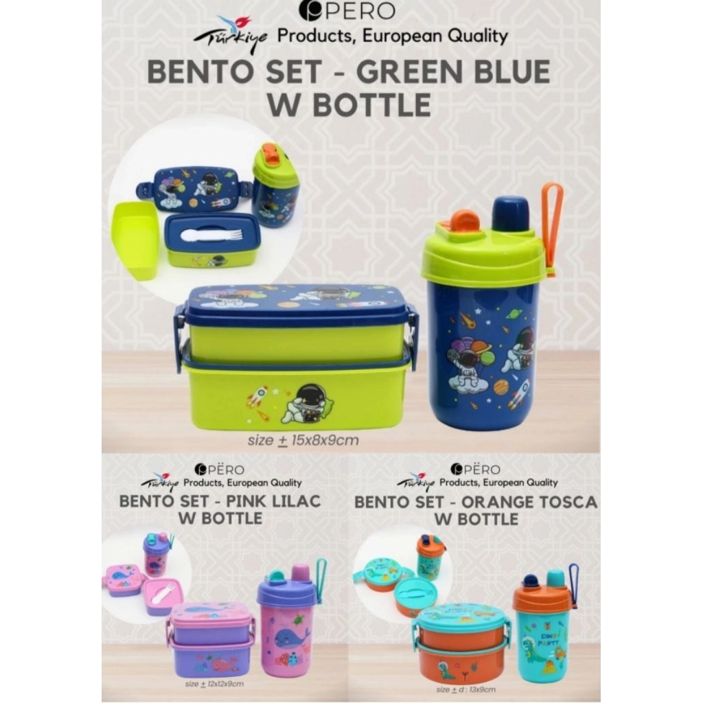 Jual Lunch Box Set Anak PAUD TK SD / PERO BENTO SET / Kotak Bekal Anak / Set Kotak Makan botol ...