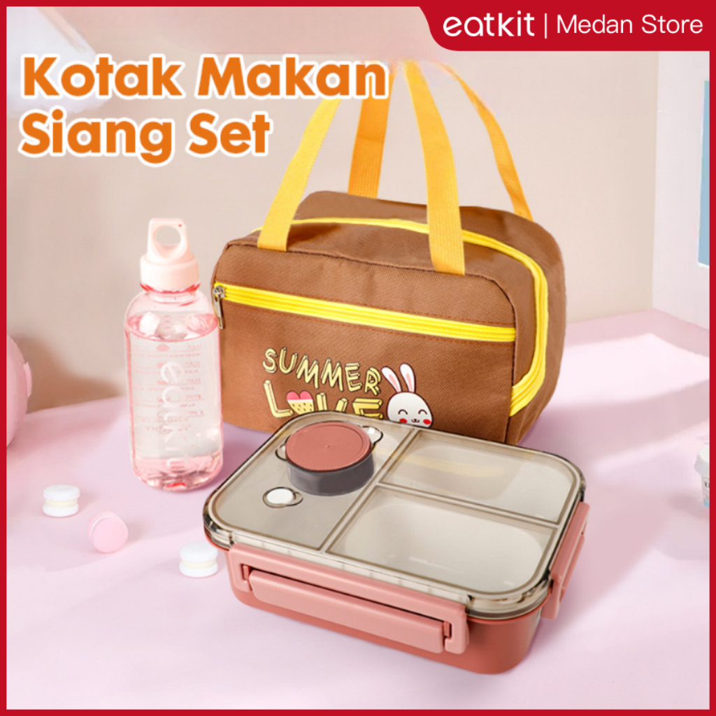 Jual [Medan Ready Stock] Eatkit Lunc Box Bento 800ml Microwavable Kotak Makan 3 Sekat Free ...