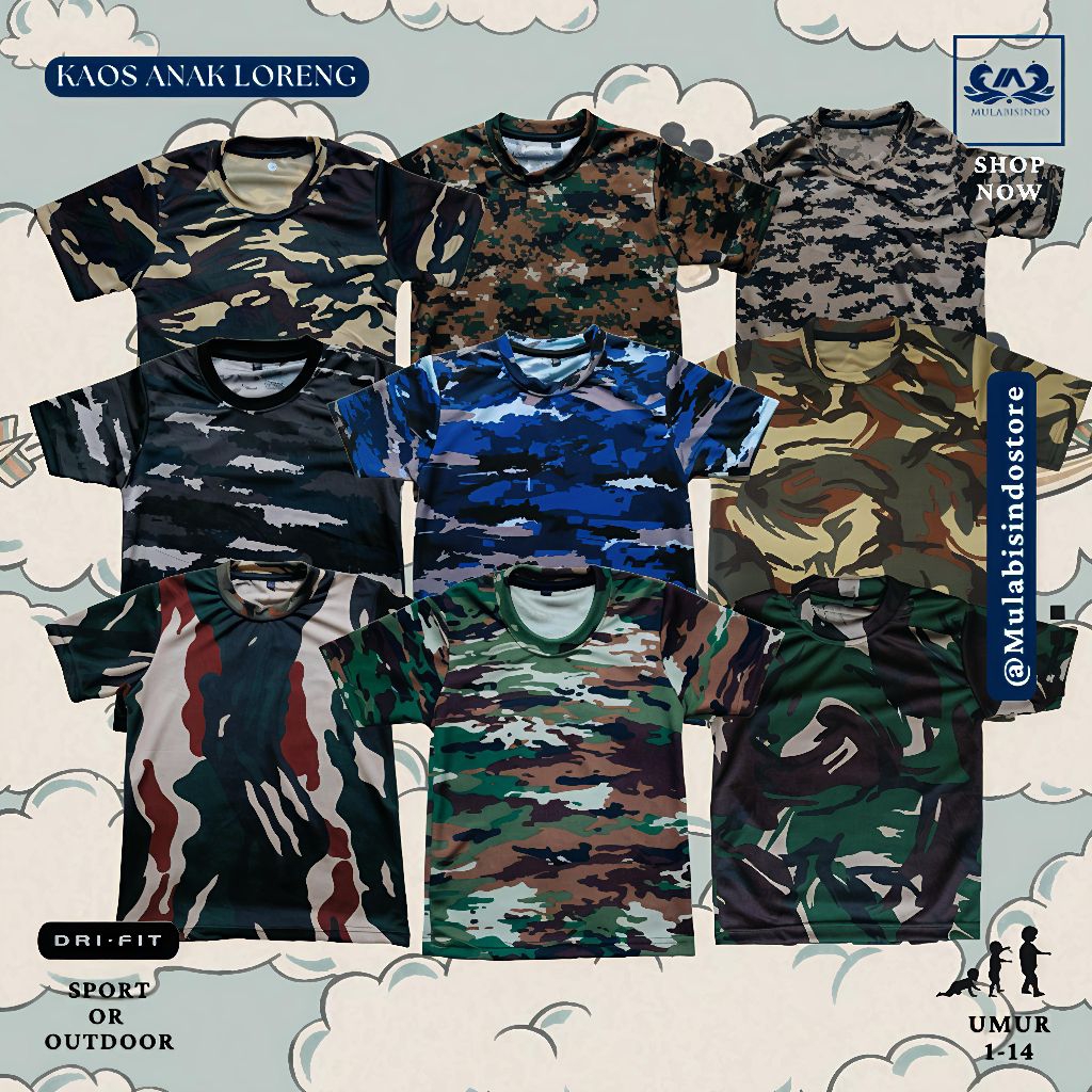 Jual kaos loreng anak loreng variatif bahan drifit baju lapangan ...