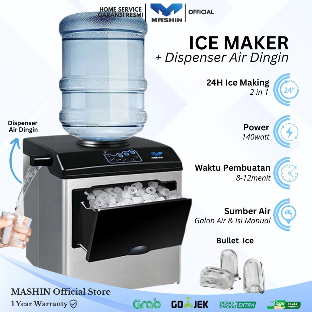 Jual Mashin - Mesin Pembuat Es Batu Dispenser 30kg/24jam Ice Maker Cafe ...