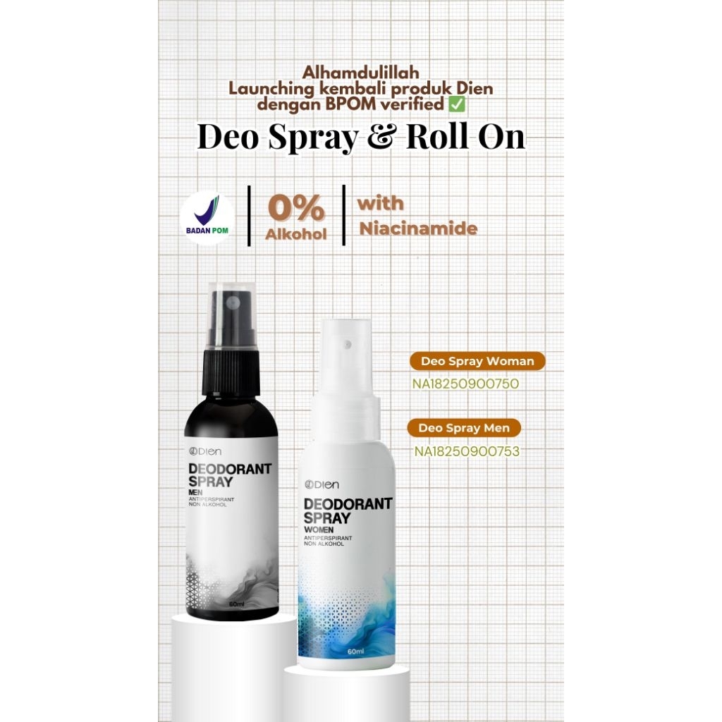 Jual DIEN Parfum Deodorant Spray BPOM Deo Spray Natural Dien Deo Pria ...