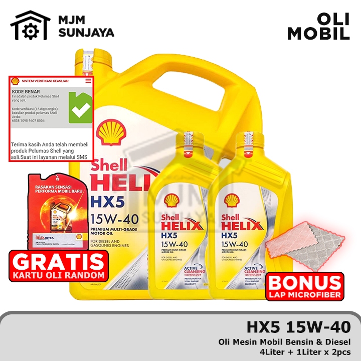 Jual Oli Mesin Shell Helix HX5 SAE 15W-40 6 Liter SCAN BARCODE Bensin ...